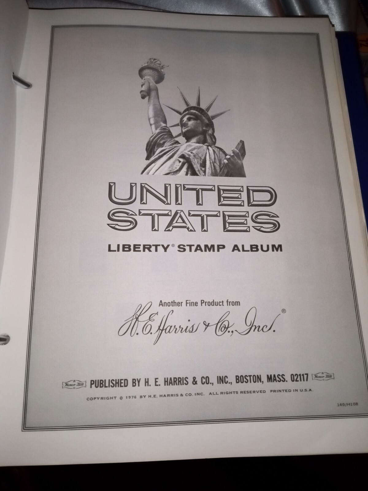 VINTAGE H.E. HARRIS UNITED STATES LIBERTY STAMP ALBUM w/BINDER | eBay