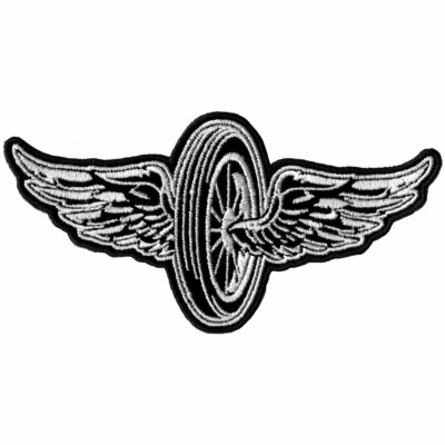Motorcycle Wheel With Wings Biker Cut Patch 5" x 2 1/2" Patch | eBay