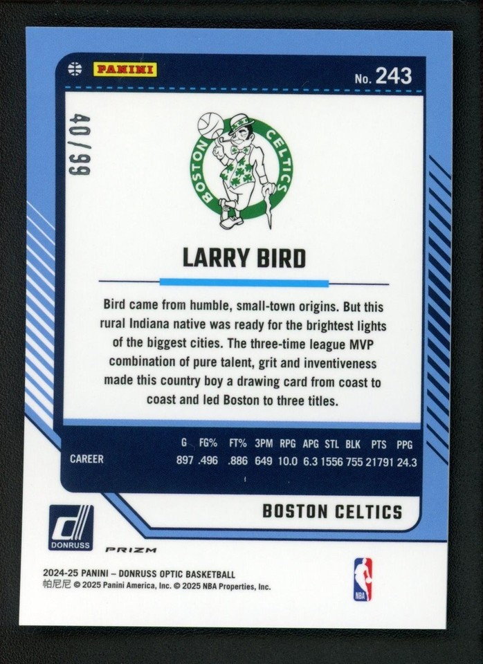 2024-25 Larry Bird /99 Panini Donruss Optic Purple Disco Legends | eBay