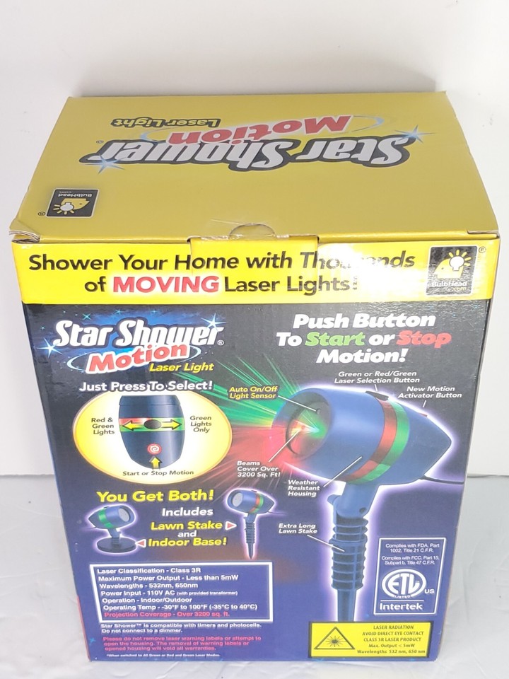 BulbHead Star Shower Motion Laser Lights Projector - Sealed in Box ...
