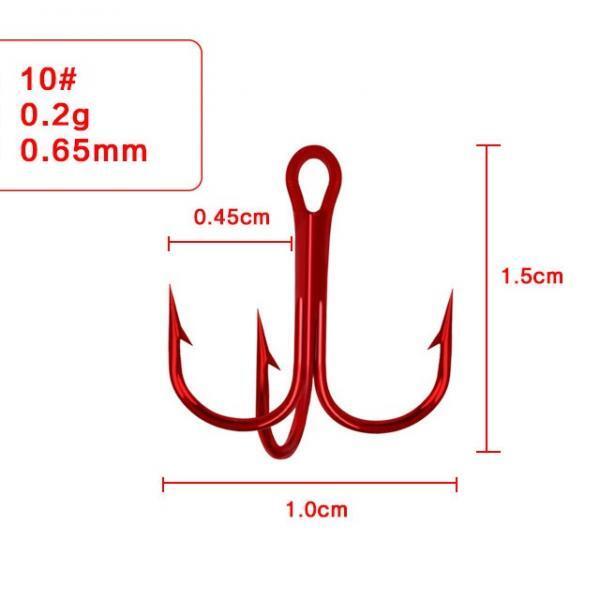 50Pcs Barbed Treble Hooks Size 2/4/6/8/10# Fishhook with Clear Fishing ...