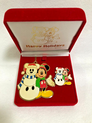 Disney Catalog Mickey Snowman Pin Ornament Limited Edition 1500 Happy ...