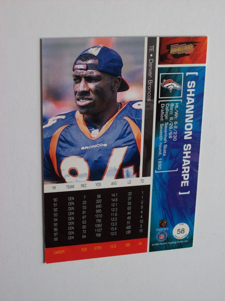 1999 Pacific revolution Shannon Sharpe card #58 NM+ | eBay