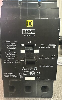 Square D EDB34030 30AMP 3 Pole Circuit Breaker 785901875246 | eBay
