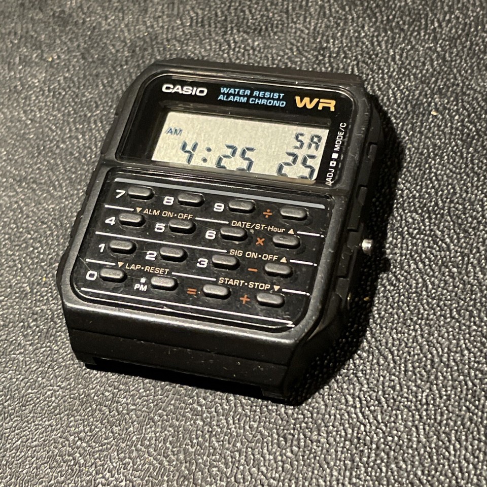 Casio Calculator Watch 35mm Black 437 CA-53W Chronograph Vintage Late ...