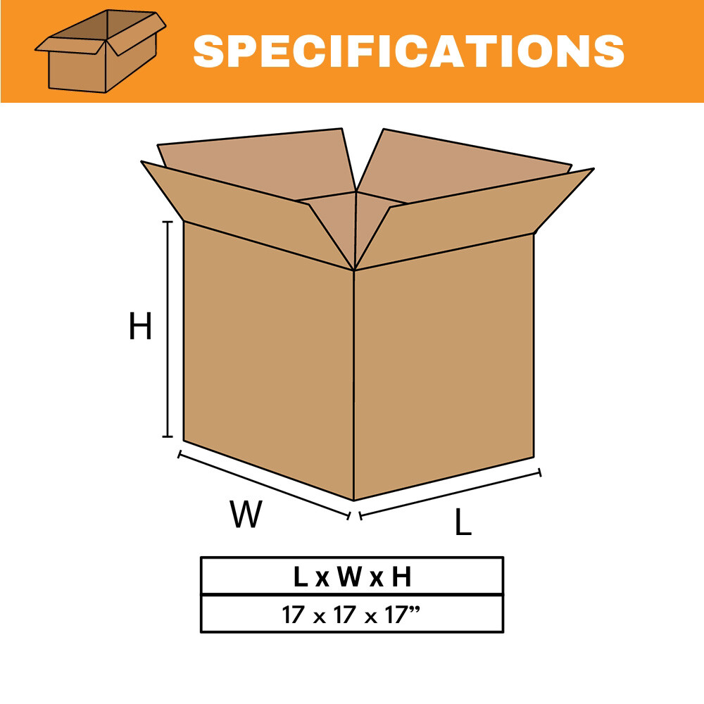 17 x 17 x 17" Double Wall Boxes Heavy Duty ECT-48 Brown Shipping Boxes ...