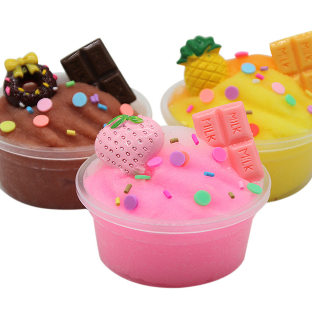 Fruits Chocolate Cotton Mud Puff Slime Putty Scented Stress Kids Clay ...