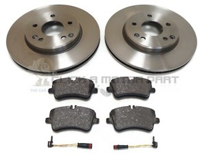 MERCEDES C180 C200 C220 01-07 FRONT 2 BRAKE DISCS AND PADS & 2 WEAR ...