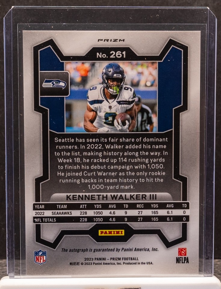 Kenneth Walker III 2023 Panini Prizm Silver Prizm Autograph Auto #261 ...
