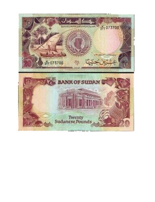 Sudan £20 Pounds P-47 1991 Bank of Sudan UNC Sudanese World Currency ...