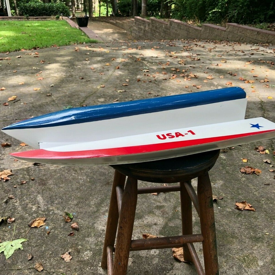 Remote Control Tunnel Hull Wooden Model Speed Boat Kit (29" long), K&B ...