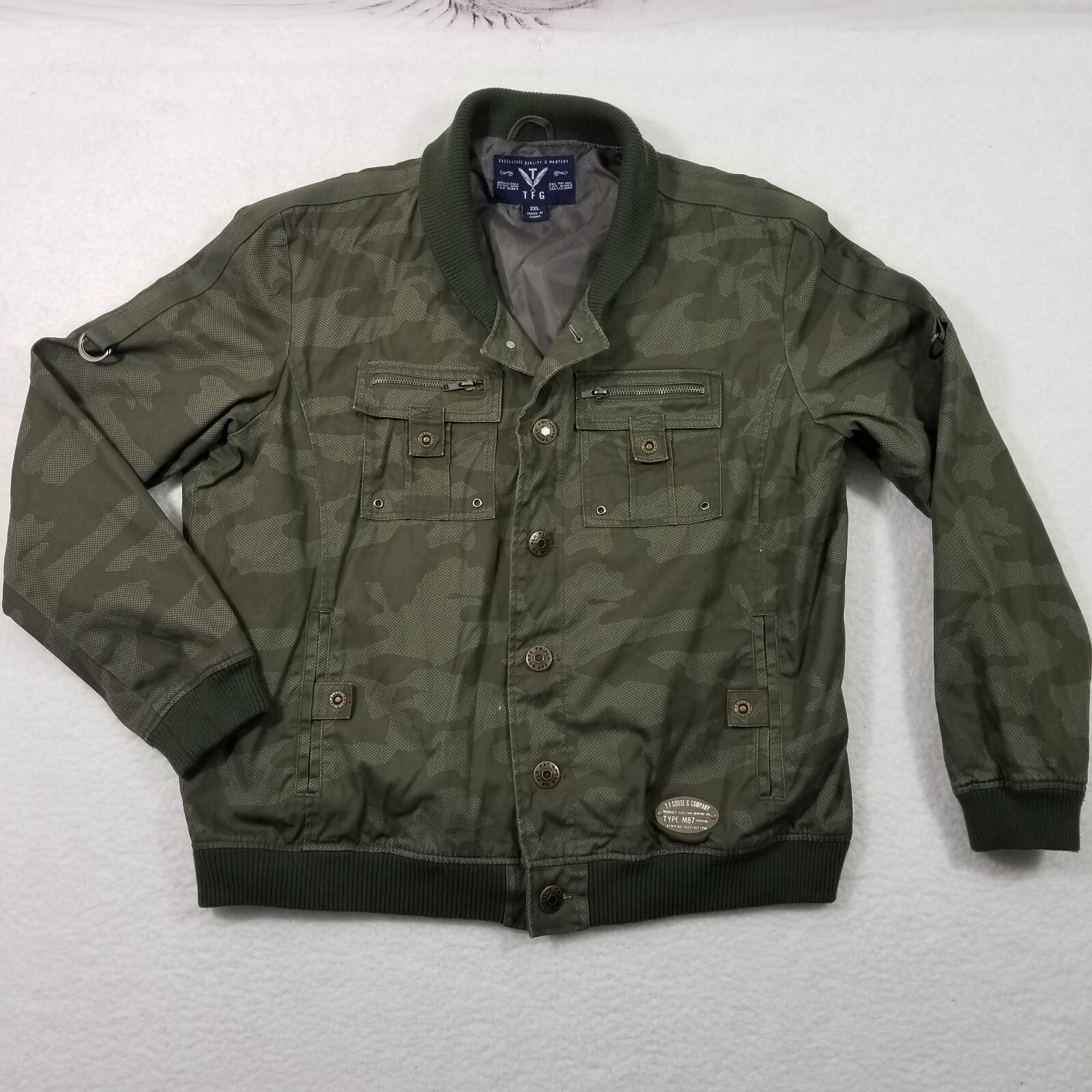 Vintage Triple Fat Goose Camo Jacket Mens 2XL Green Type-M87 Button ...