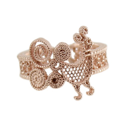 Bague Pavoncella Sarde Argent Rosé Filigrane Bande Ouverte Symbole ...