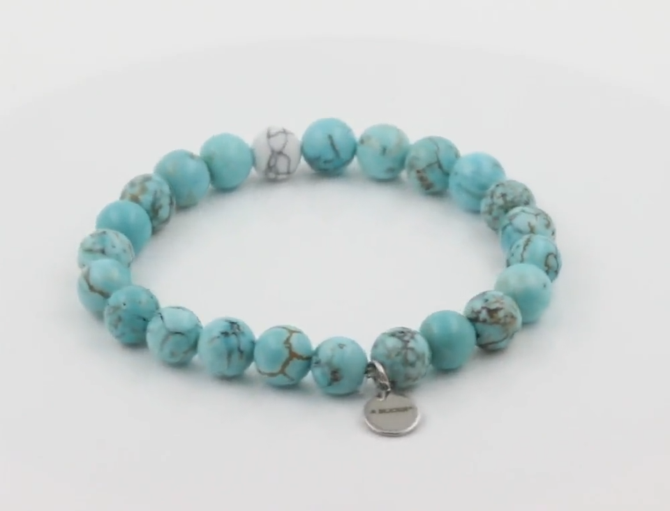 Turquoise + Howlite Bead Bracelet 8 Mm. Made In France. | eBay