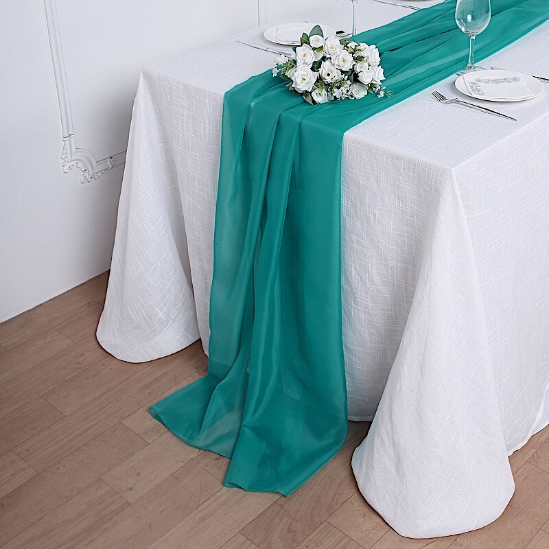 35 Turquoise 72" Premium Chiffon Extra Long Table Runners Wedding Party ...