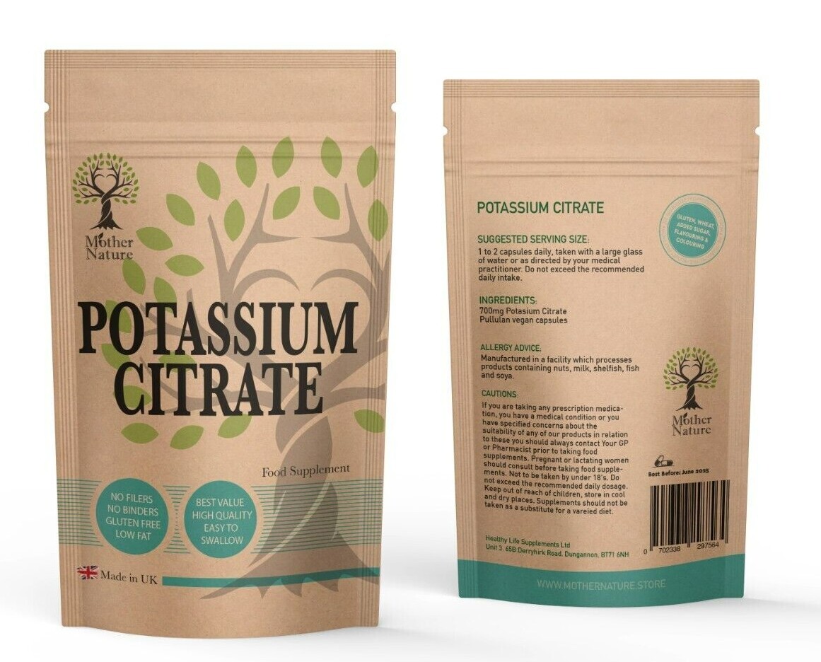 Potassium Citrate 700mg Capsules High Strength Clean Potassium Powder ...