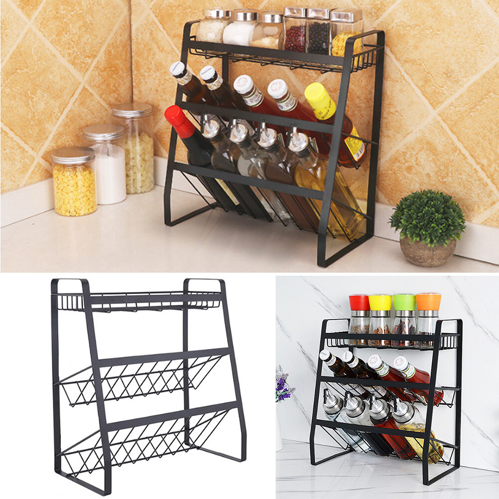 3 Tier Spice Herb Jars Stand Sauce Bottle Rack Holder Kitchen Storage ...