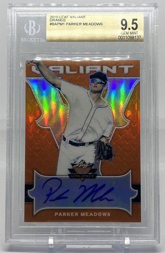 Parker Meadows 2018 Leaf Valiant Orange Prismatic Auto Card #23/35 BGS ...