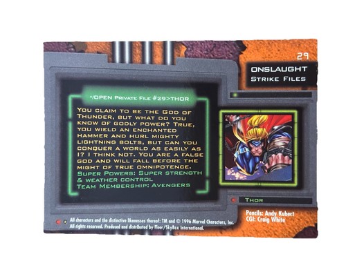 New: Vintage 1996 Ultra Marvel Onslaught Thor Trading Card | eBay