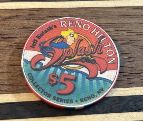 JEFF KUTASH'S RENO HILTON CASINO $5 hotel casino gaming poker chip ...