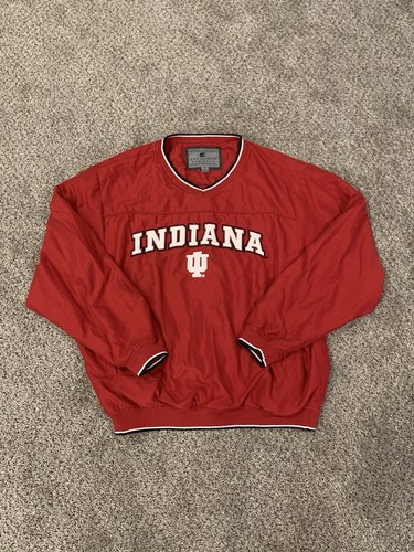 Indiana University Windbreaker Mens M Red Embroidered Pullover Hoosiers ...