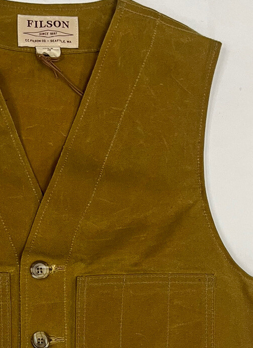 Filson Oil Tin Cloth Vest 11010265 Waxed Cotton CC Dark Tan Khaki MADE ...