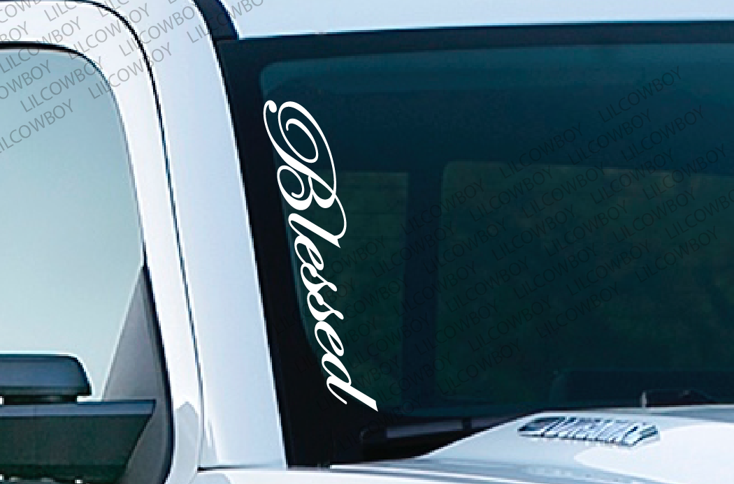 Blessed Windshield Vinyl Vertical Decal Sticker Jesus God Bible Church ...