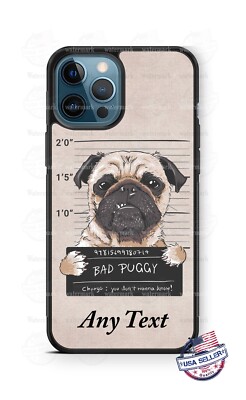Bad Pug Mug Shot Personalized Phone Case For iPhone 14 13 12 Samsung ...