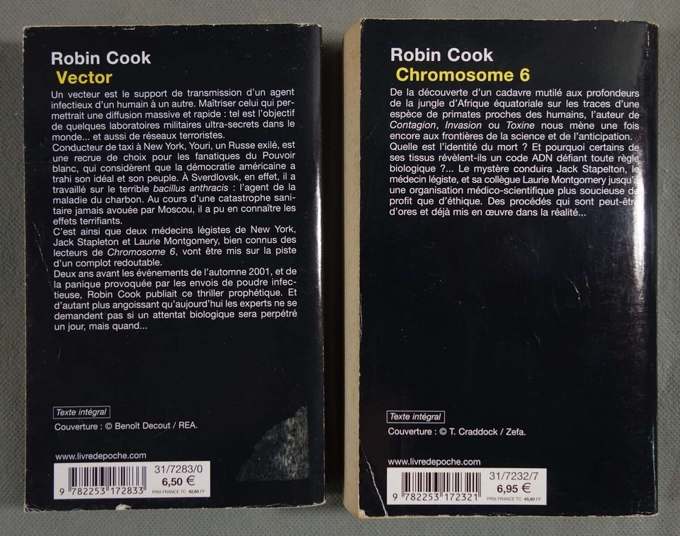 Lot Thriller - Robin Cook - Vector + Chromosome 6 - livre de Poche - | eBay