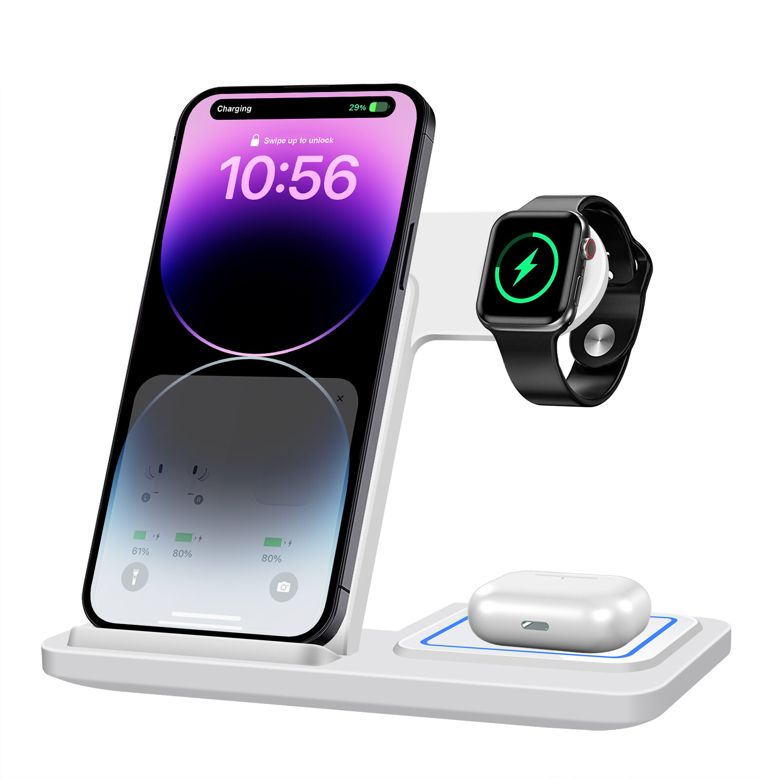 3in1 Wireless Charger Fast Charging Dock For Apple Watch Air Pods iPhone14 13 12 | eBay