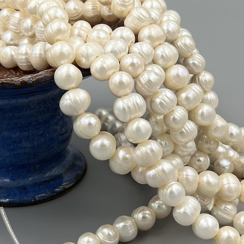 2.0mm Hole White Fresh Water Pearl Potato Shape Beads Size 10-11mm 8 ...