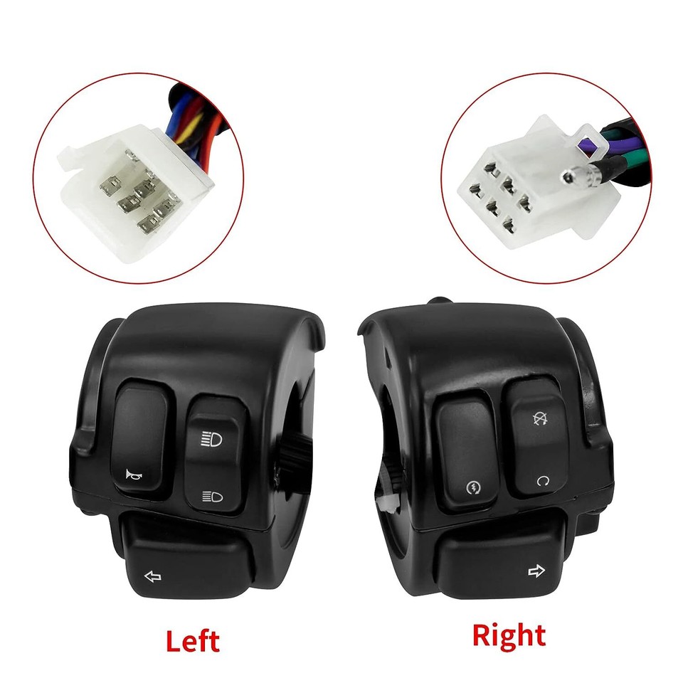 Black 1" Motorcycle Handlebar Control Switches w/ Wiring Harness Kit ...