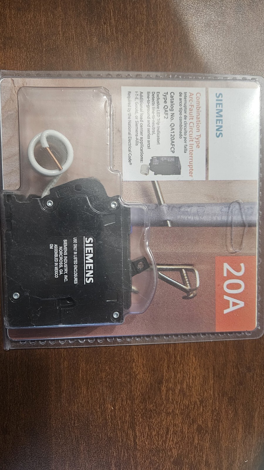 Siemens Q2020AFC 120V 20A 1-pole Tandem CAFCI Type QTA Circuit Breaker ...