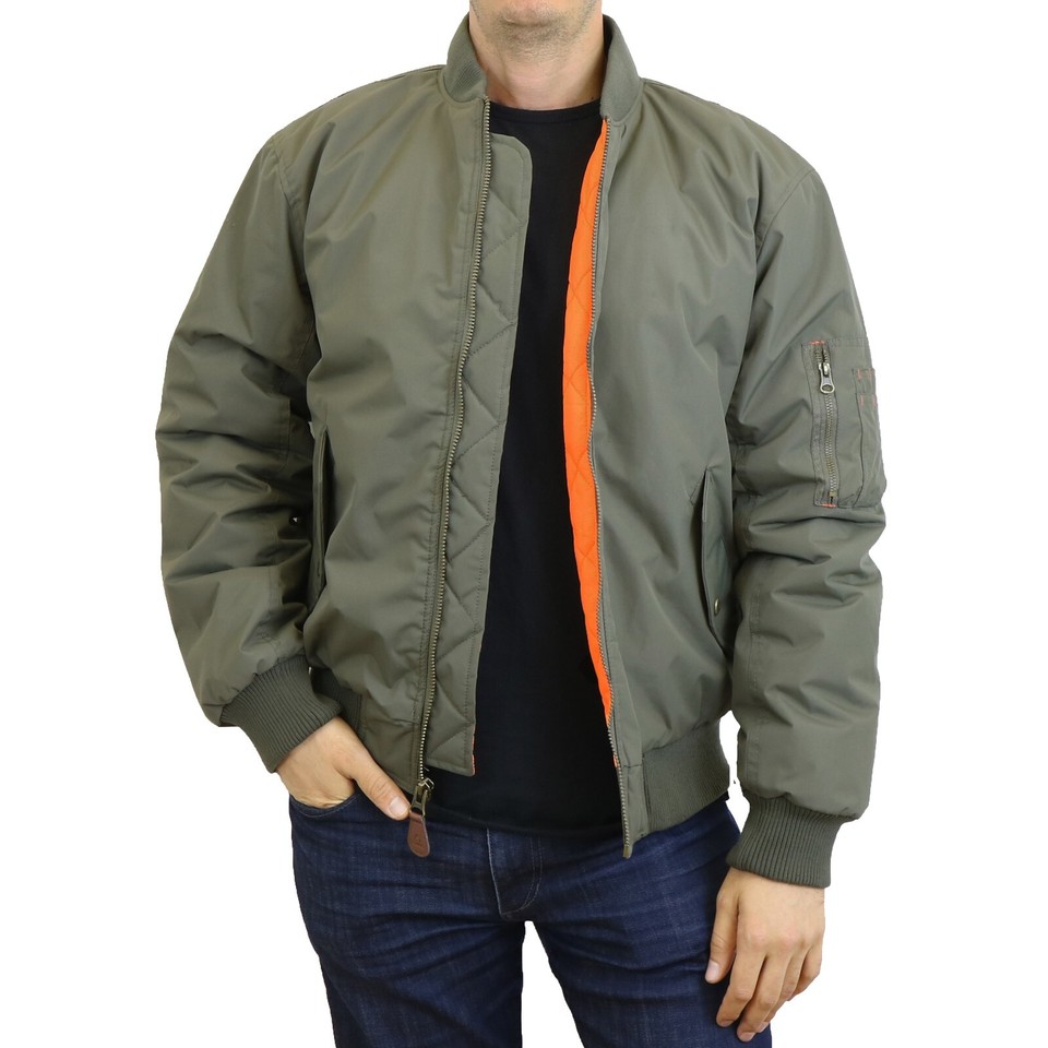 Mens Heavy Weight MA-1 Flight Bomber Jacket Full Zip Outerwear Coat ...