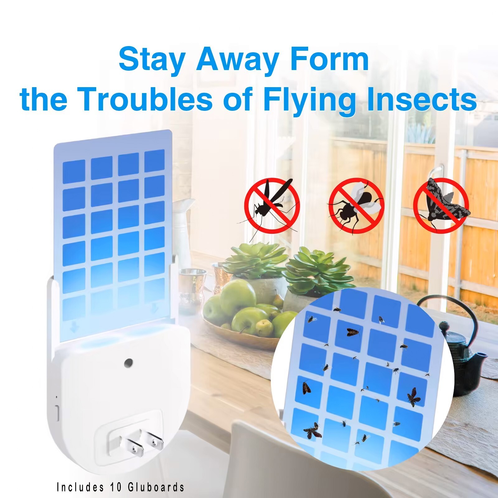 Flying Insect Trap Mosquito Catcher Killer UV Night Light Lamp Plug In ...