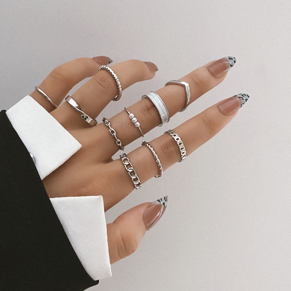 Open Geometric Gold/Silver Punk Jewelry Finger Knuckle Ring set Women ...