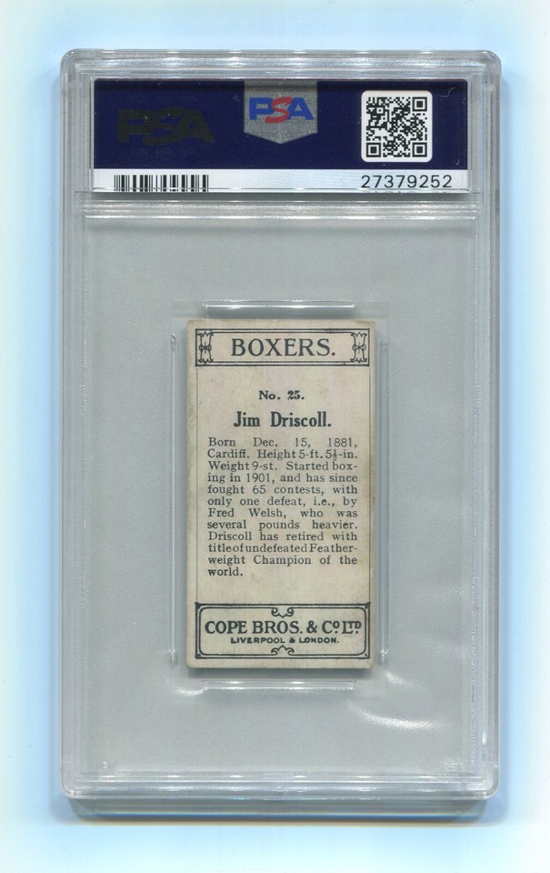 1915 Cope Bros Boxers 25 Jim Driscoll PSA 4 vintage graded HOF Boxing ...
