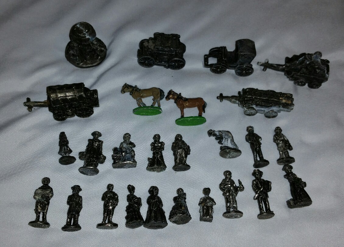 Lot of 26 95 I.R.S. IRS CHINA METAL PEWTER FIGURES HORSES WAGON VILLAGE ...
