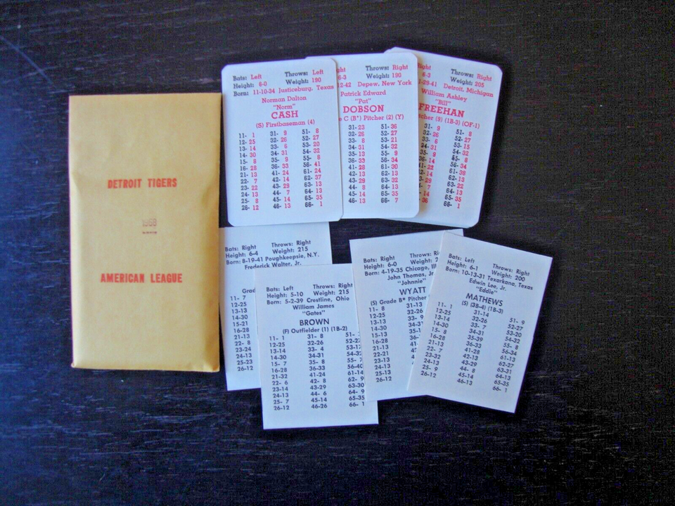 SUPER CLEAN! APBA BASEBALL ORIGINAL & COMPLETE 1968 SEASON PLAYER CARDS ...