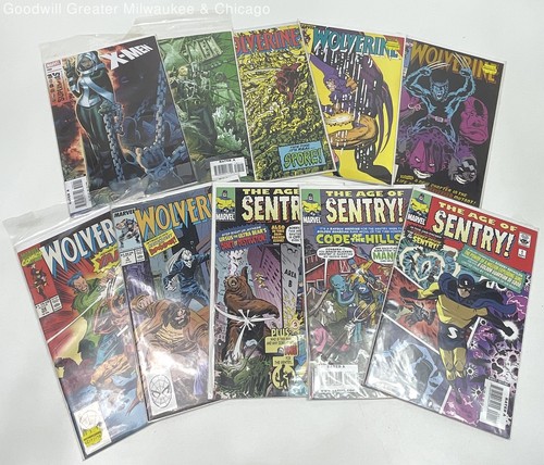 10 Vintage MARVEL Comic Books Wolverine X-Men Sentry in Plastic w ...