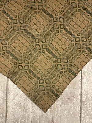New Primitive TAN GREEN COVERLET TABLE SQUARE Large Tablecloth 52" | eBay