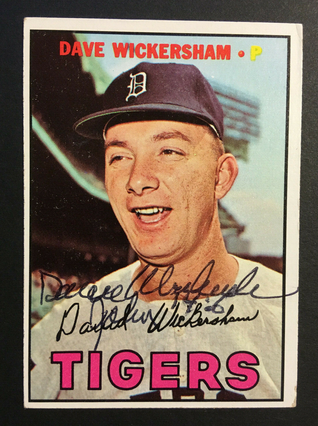 Dave Wickersham Tigers signed 1967 Topps baseball card #112 INS bible ...