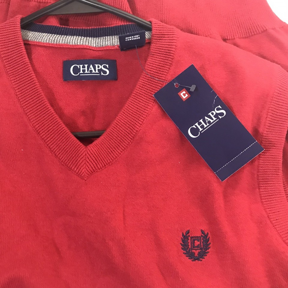 Chaps Red 100% Cotton Sweater Vest Mens Size M New | eBay