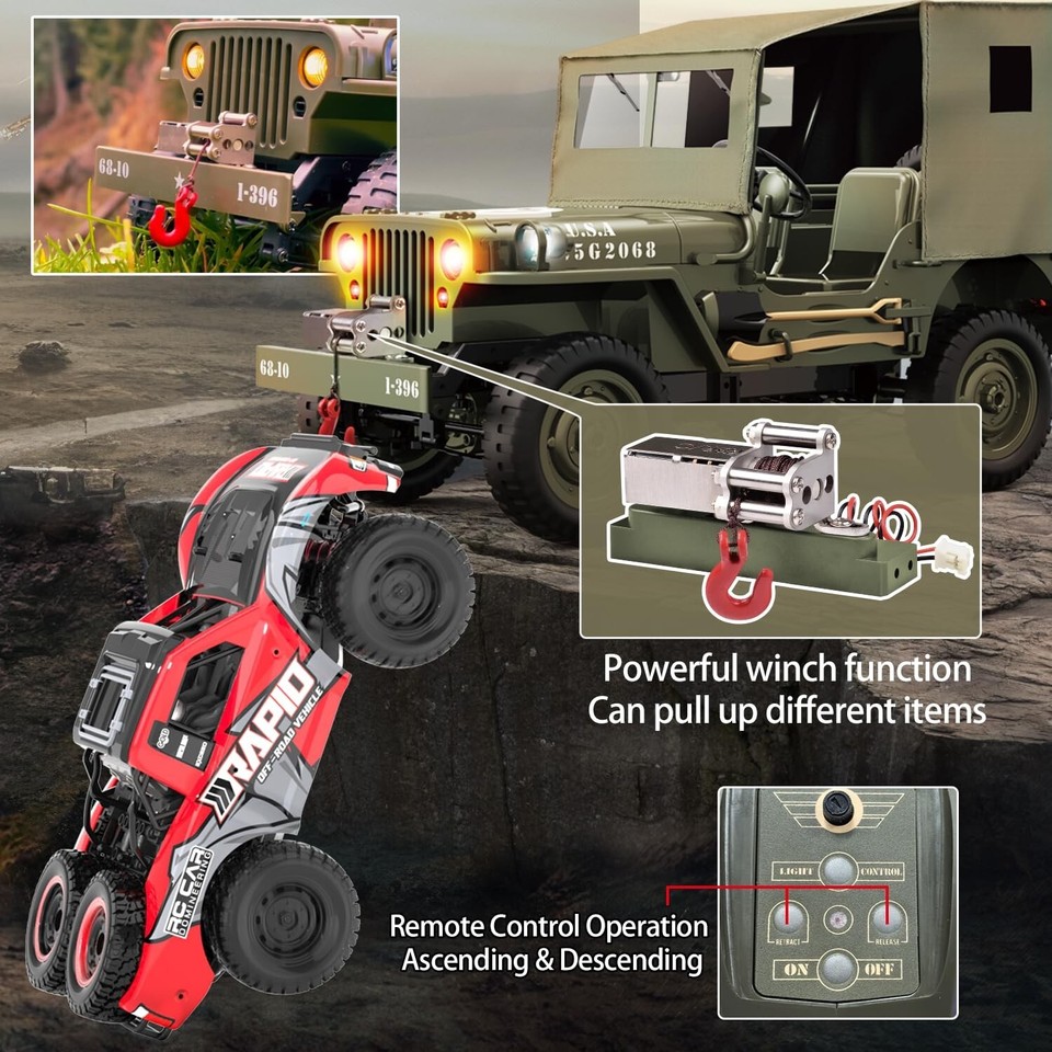 RC Jeep 1/10 Scale Willys Hobby RC Car Off-Road Military Crawler, 2 ...