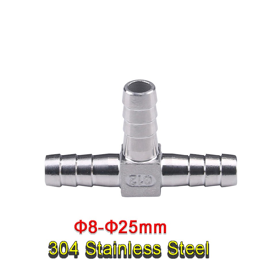 Stainless Steel T Piece Tee Hose Joiner/Connector/Tail, Barbed Pipe ...
