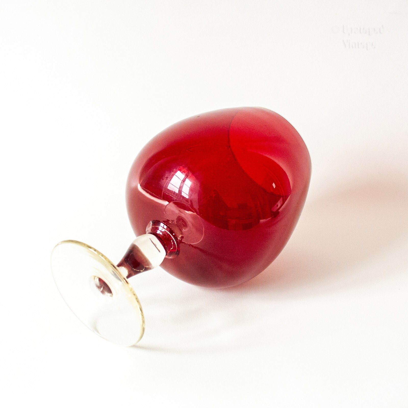 Italian Vintage 1960s/70s Empoli Ruby Red Glass Optic Brandy Balloon ...