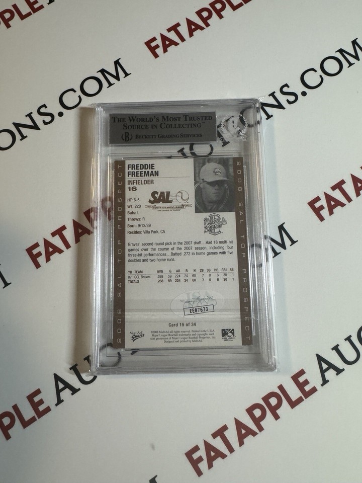 Freddie Freeman 2008 South Atlantic Prospects Signed Card Beckett ...