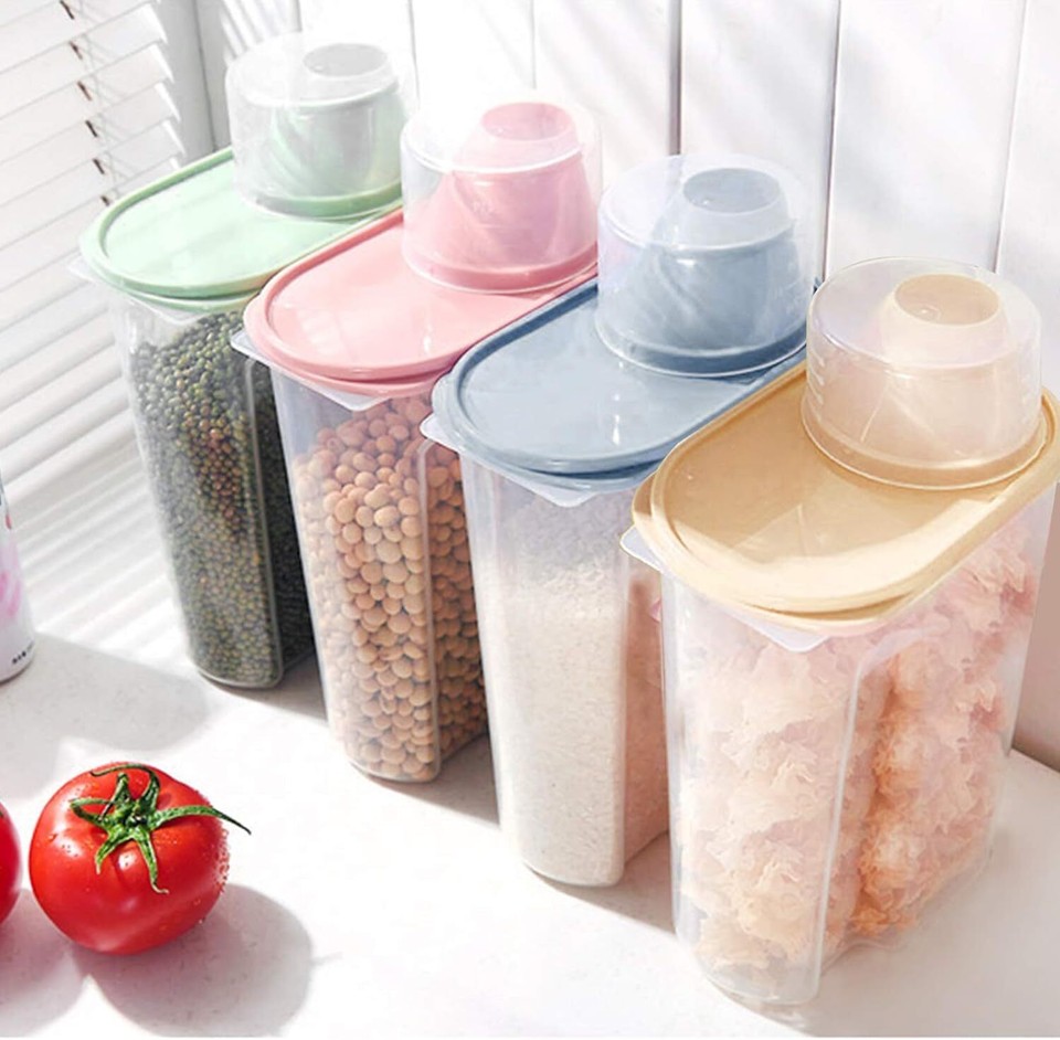 4 Pcs Airtight Cereal Containers Dispenser Food Storage Dry Food ...