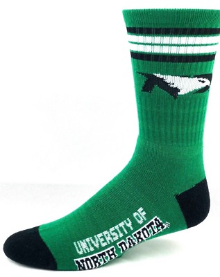 North Dakota Sioux College Green Four Stripe Deuce Crew Socks | eBay