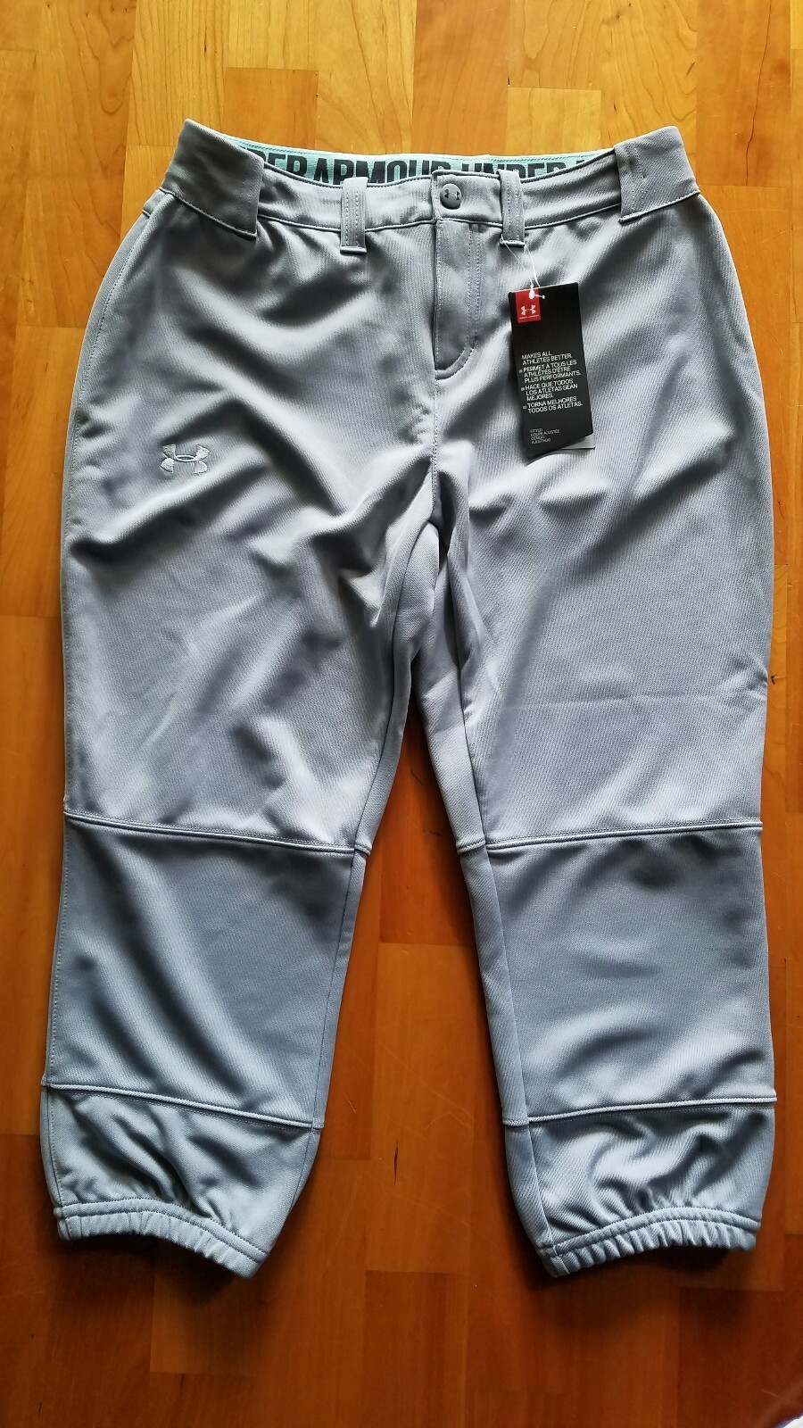 New UNDER ARMOUR Women's Small Fast Pitch Gray Softball Pants w/Belt ...